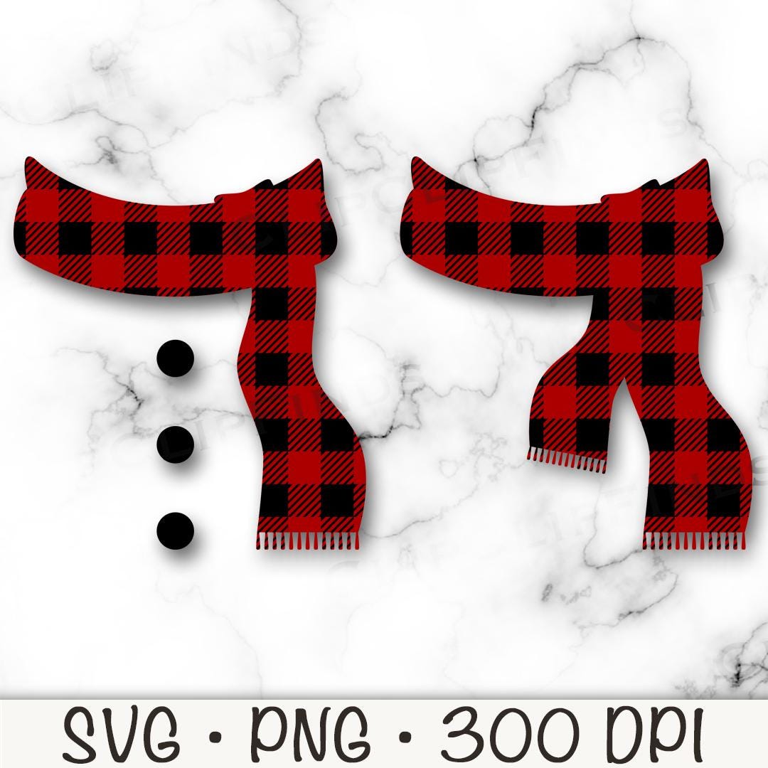 Buffalo Plaid Scarf PNG, Red Buffalo Plaid Scarf SVG, Snowman Scarf ...