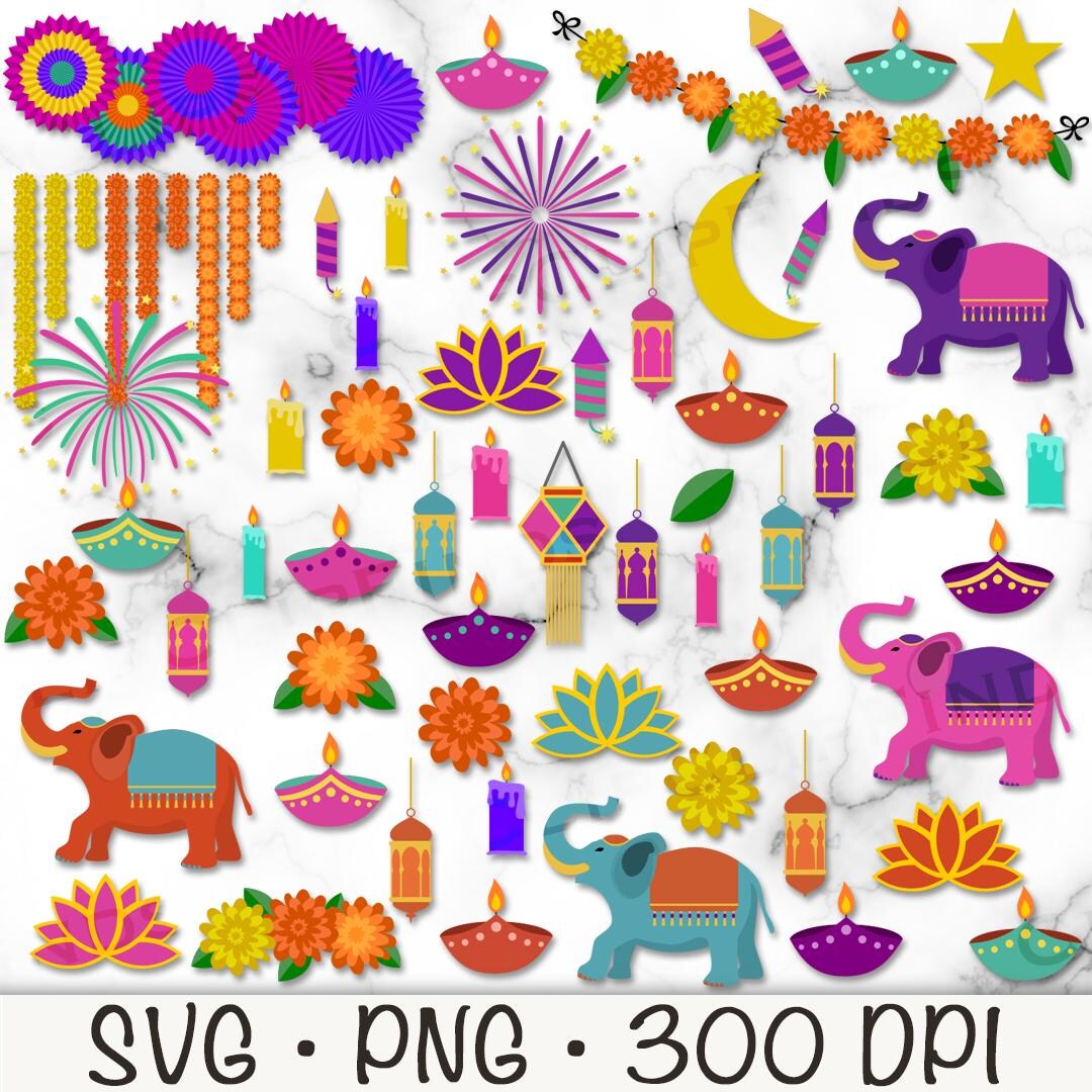 Diwali Clipart, Diwali Graphics Bundle Pack, SVG, PNG, Diya, Festival ...