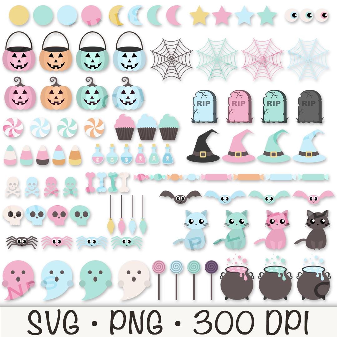 Pastel Halloween Clipart, Cute Pastel Halloween Clipart PNG, Girly ...