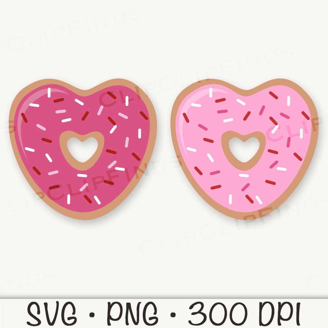Heart Donuts SVG, Heart-shaped Donuts Clipart, Pink Donuts, PNG ...