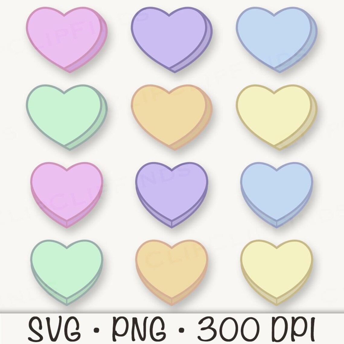 Blank Conversation Hearts SVG, Valentine's Day Candy Hearts, PNG ...