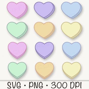 Blank Conversation Hearts SVG, Valentine's Day Candy Hearts, PNG ...