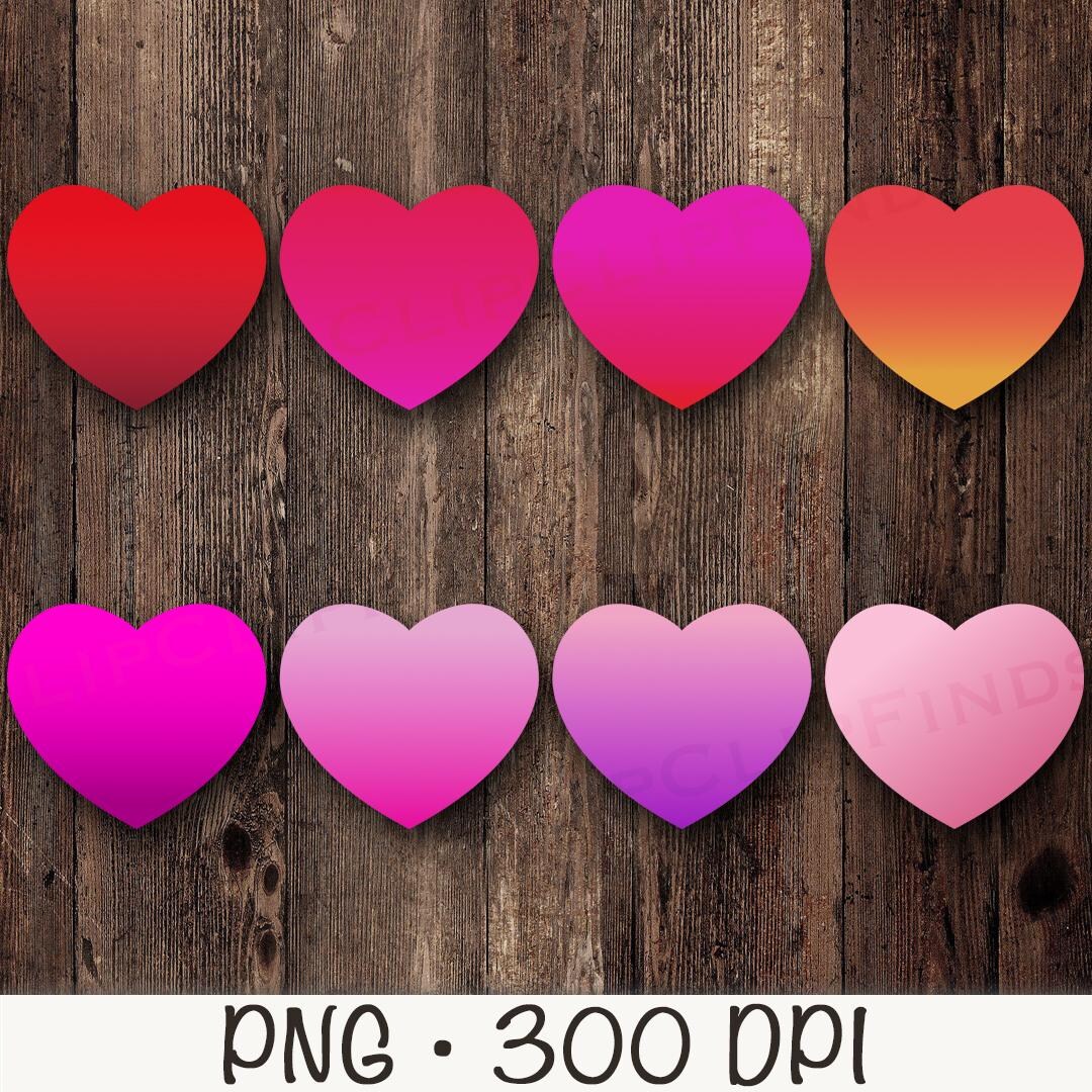 Gradient Hearts, Gradient Hearts Clipart, Valentines Day Heart, Ombre ...