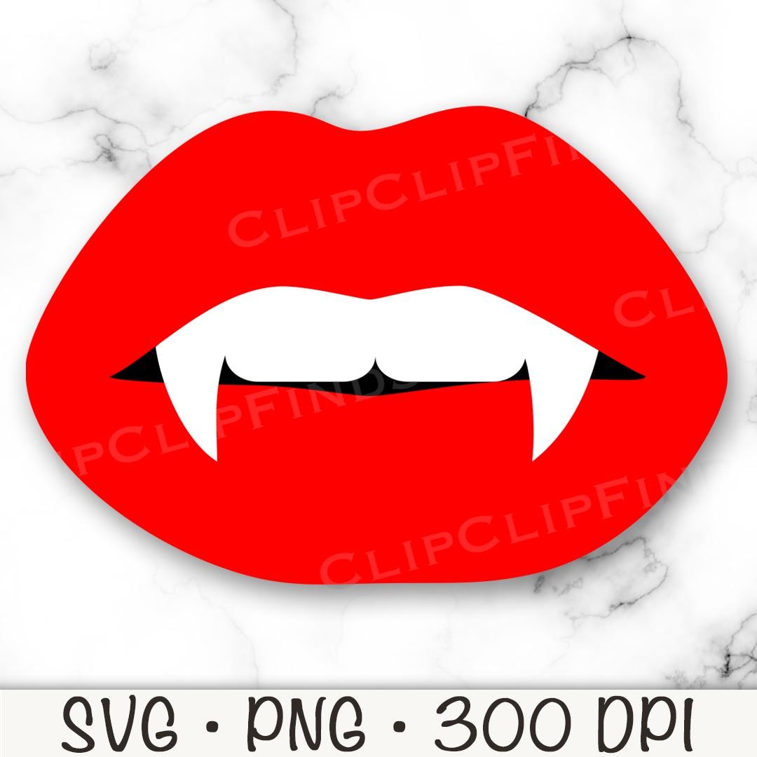 Fang Lips, Vampire Lips, Red Lips, Halloween Fang Lips, SVG, PNG ...
