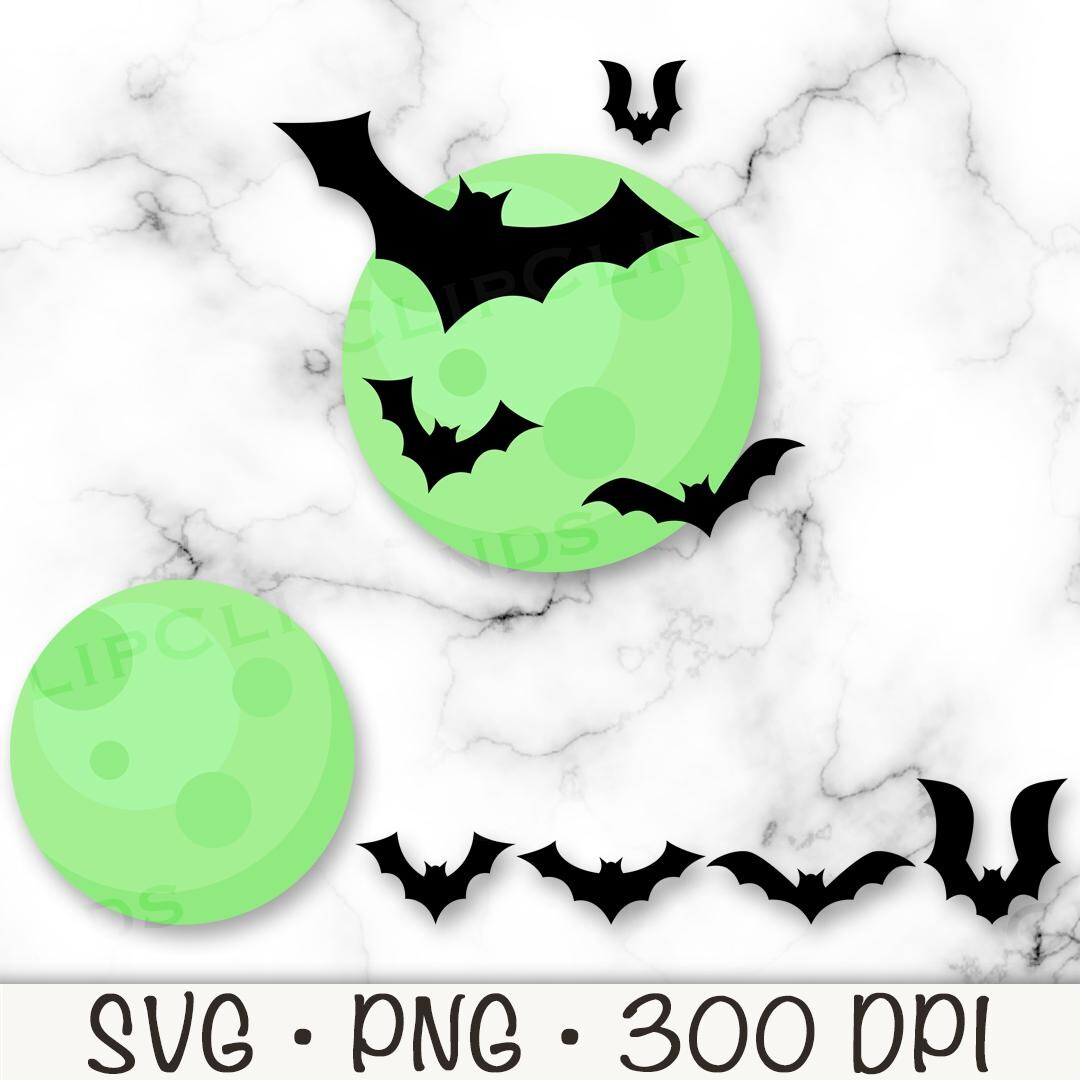 Bats Flying Over the Moon PNG, Moon, Bats Clipart, Halloween Night ...