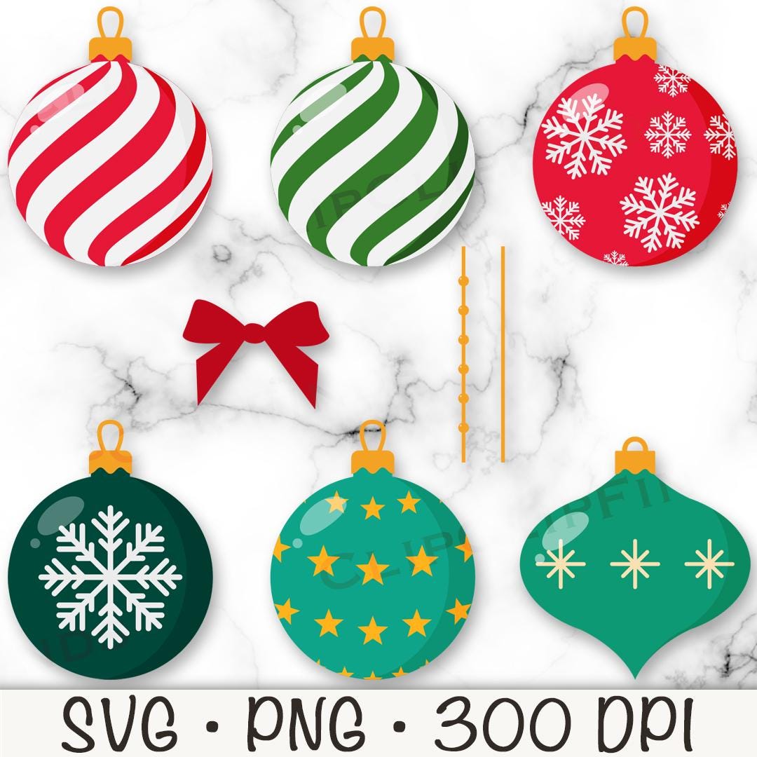 Cute Christmas Ornament Balls SVG, Ornament Balls PNG, Christmas Tree ...