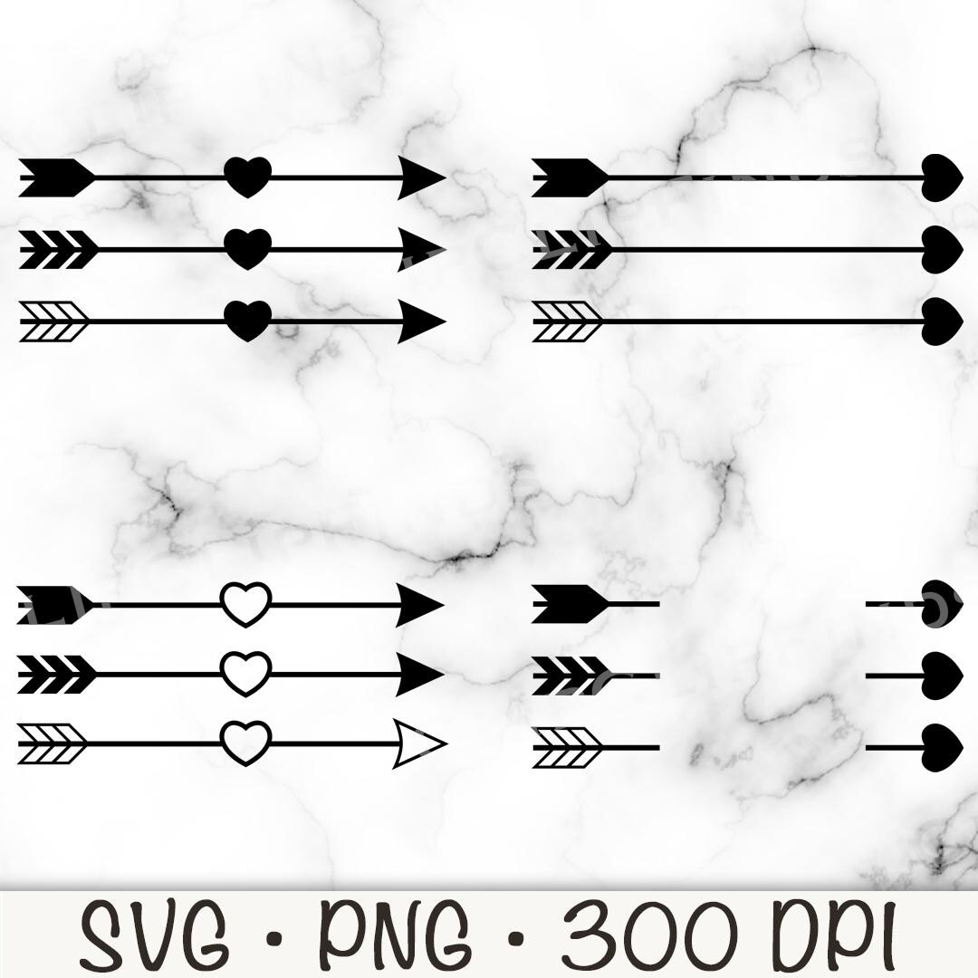 Arrows SVG, Arrows PNG Bundle Pack, Arrows Clip Art, Arrows With Heart, Split Arrow, Valentine's ...