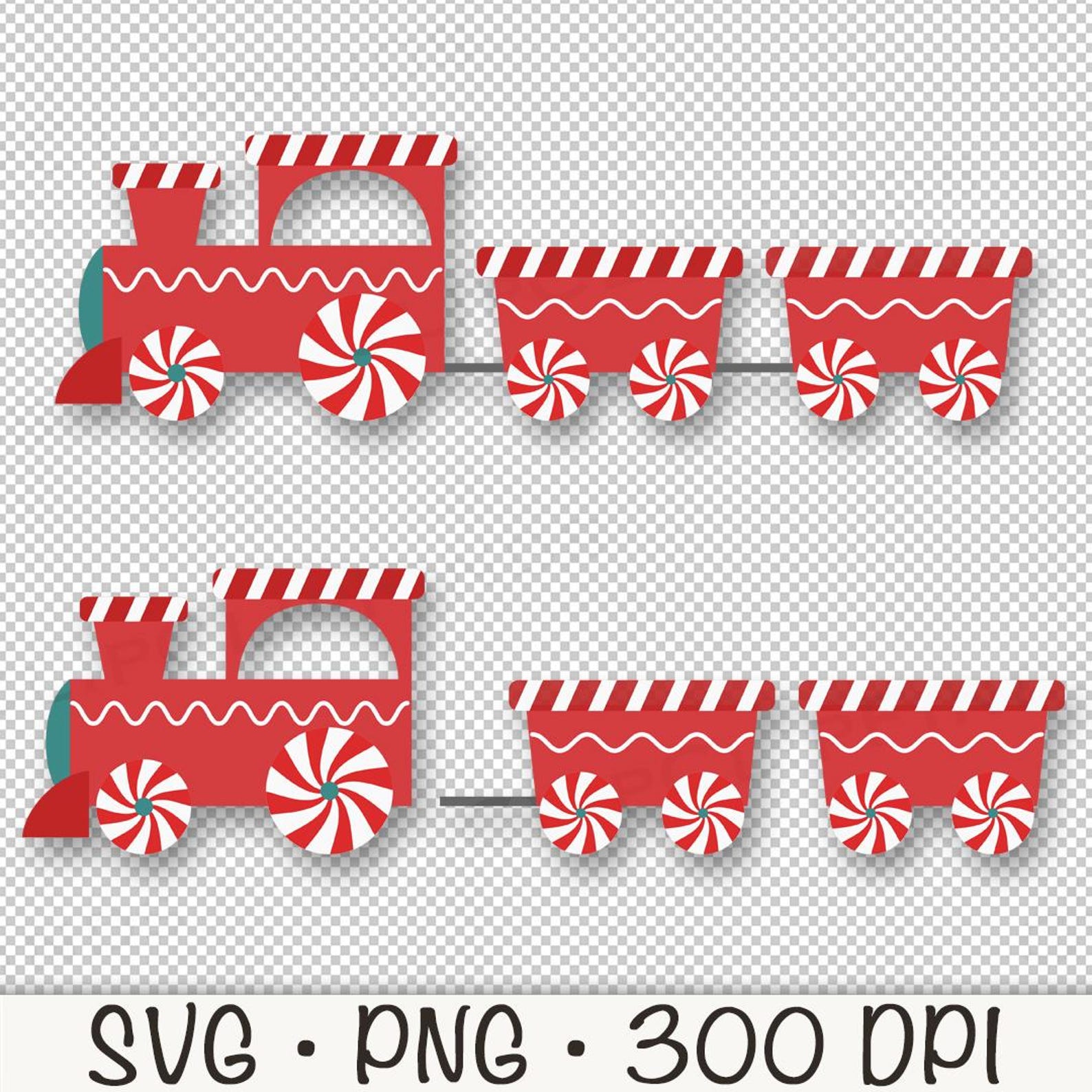Red Christmas Train SVG, Christmas Train PNG Clip Art, Peppermint ...