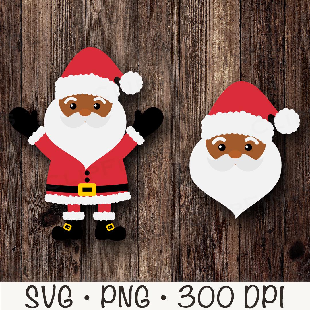 African American Santa Claus, Brown Santa Claus, SVG, PNG, Clip Art ...