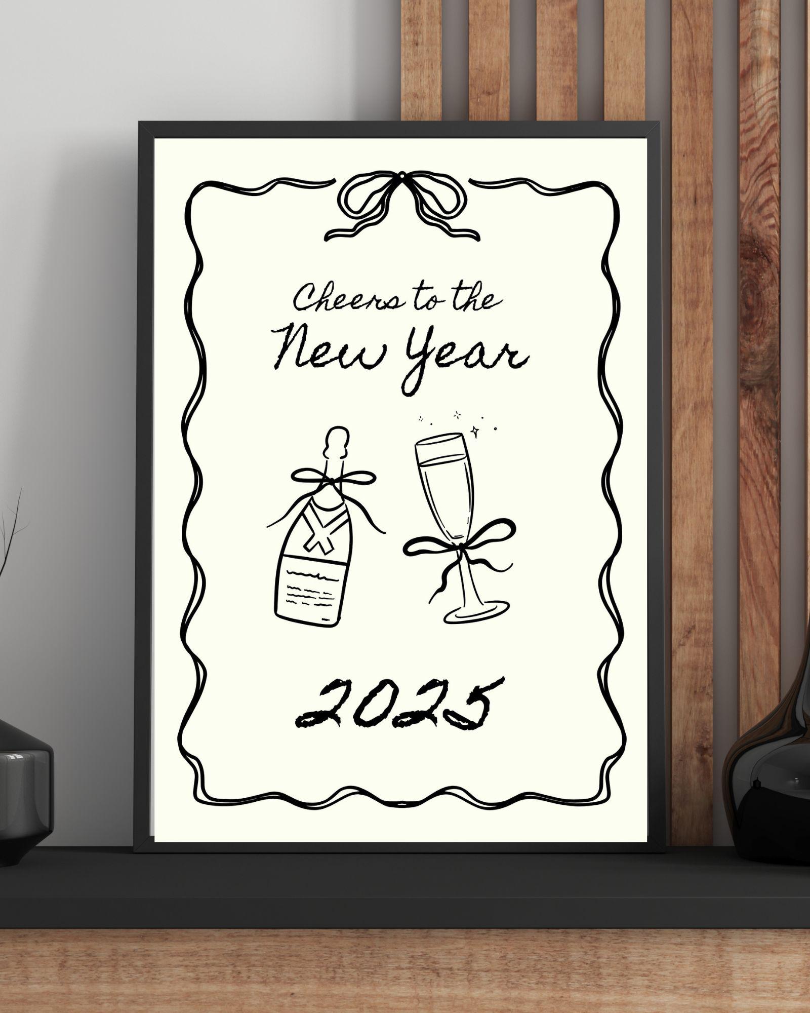 New Year Sign 2025 off White Background Cheers to the New Year Signage ...
