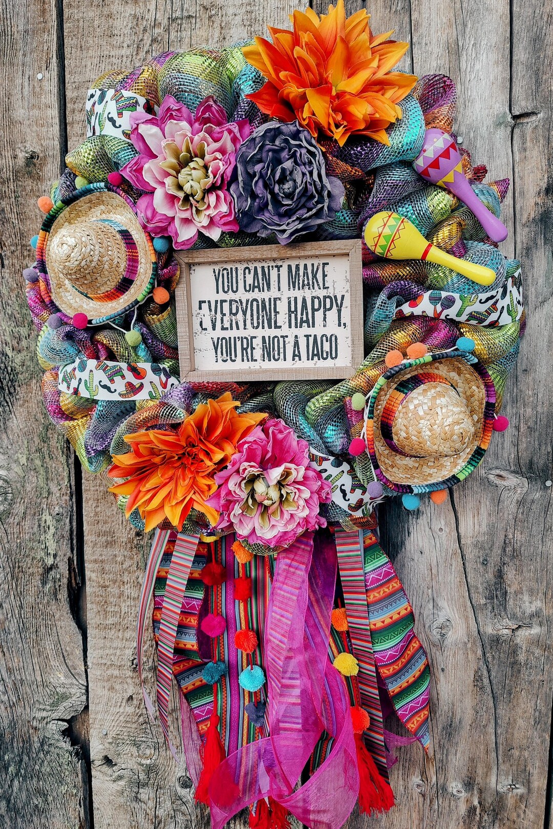 Bright, Festive Fiesta or Cinco De Mayo Front Door Wreath. Cinco De ...