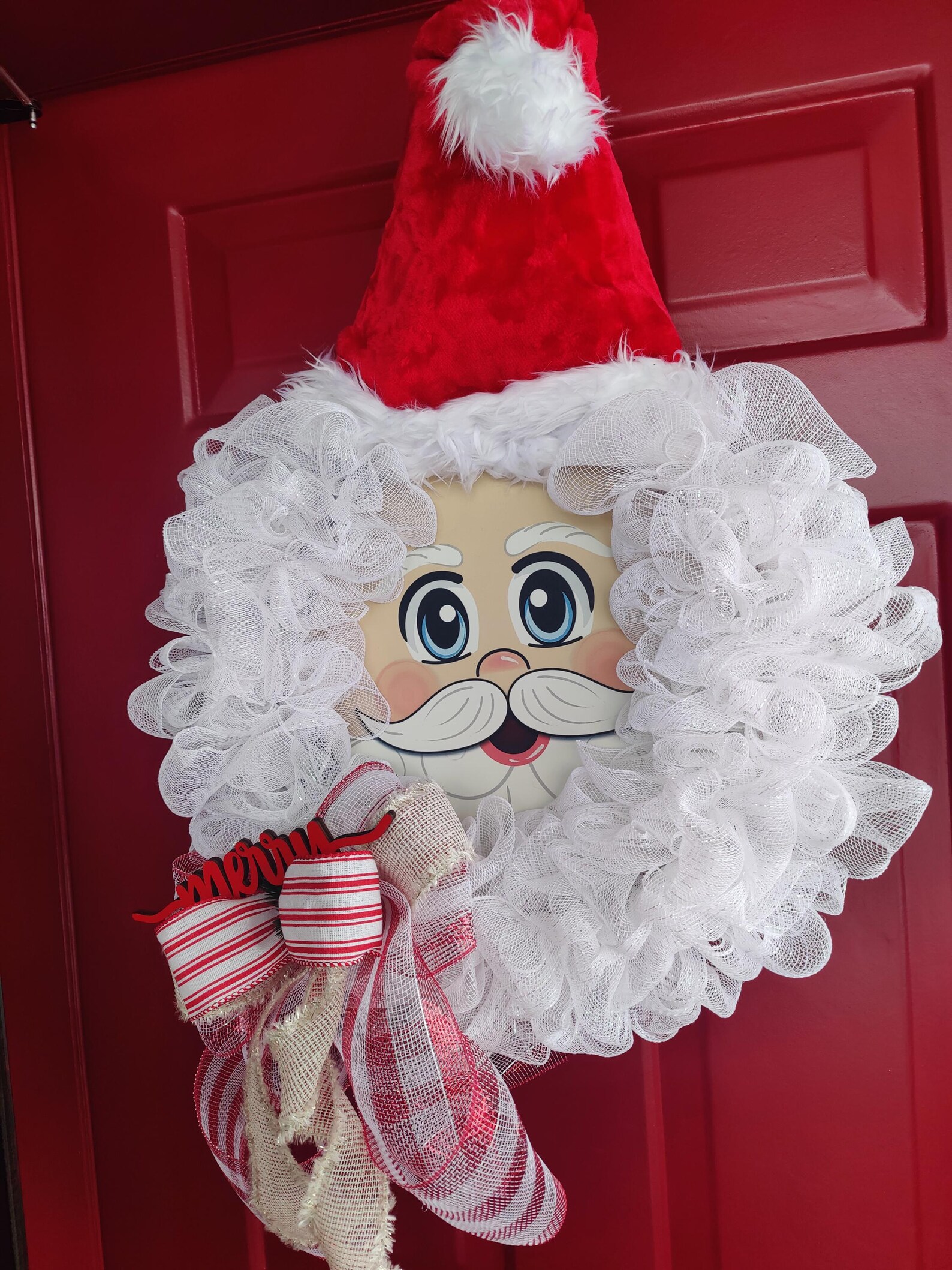 Santa Head Wreath for Christmas: Santa Decor. - Etsy