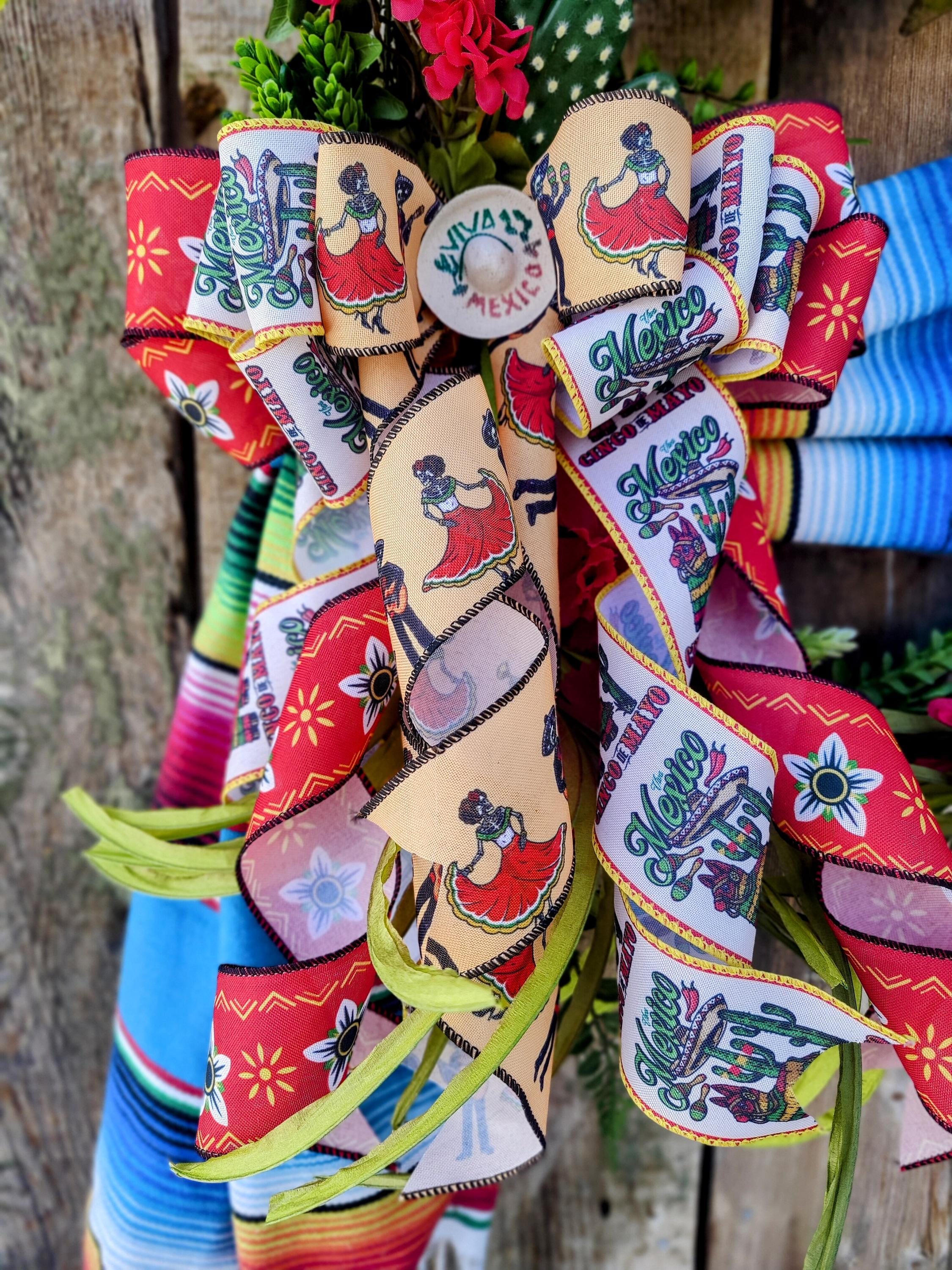Traditional Mexican Front Door Wreath. Mexican Heritage Wreath. Cinco ...