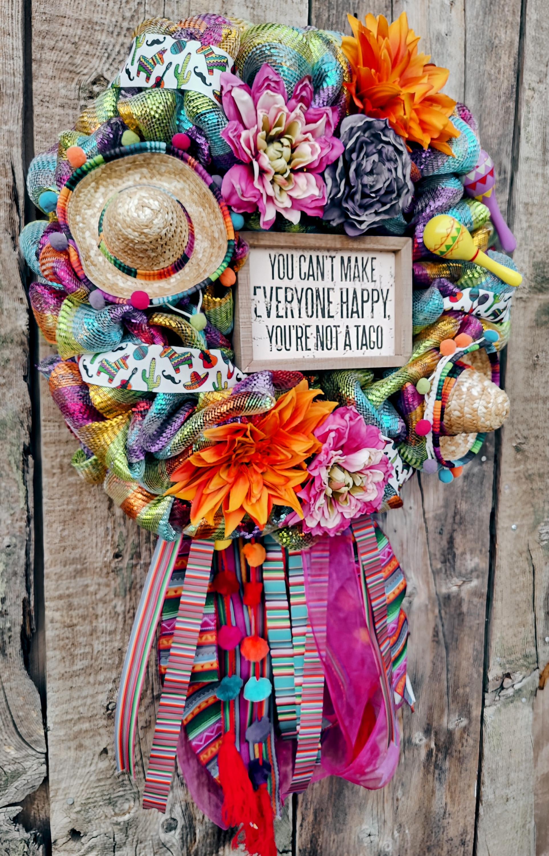 Bright, Festive Fiesta or Cinco De Mayo Front Door Wreath. Cinco De ...