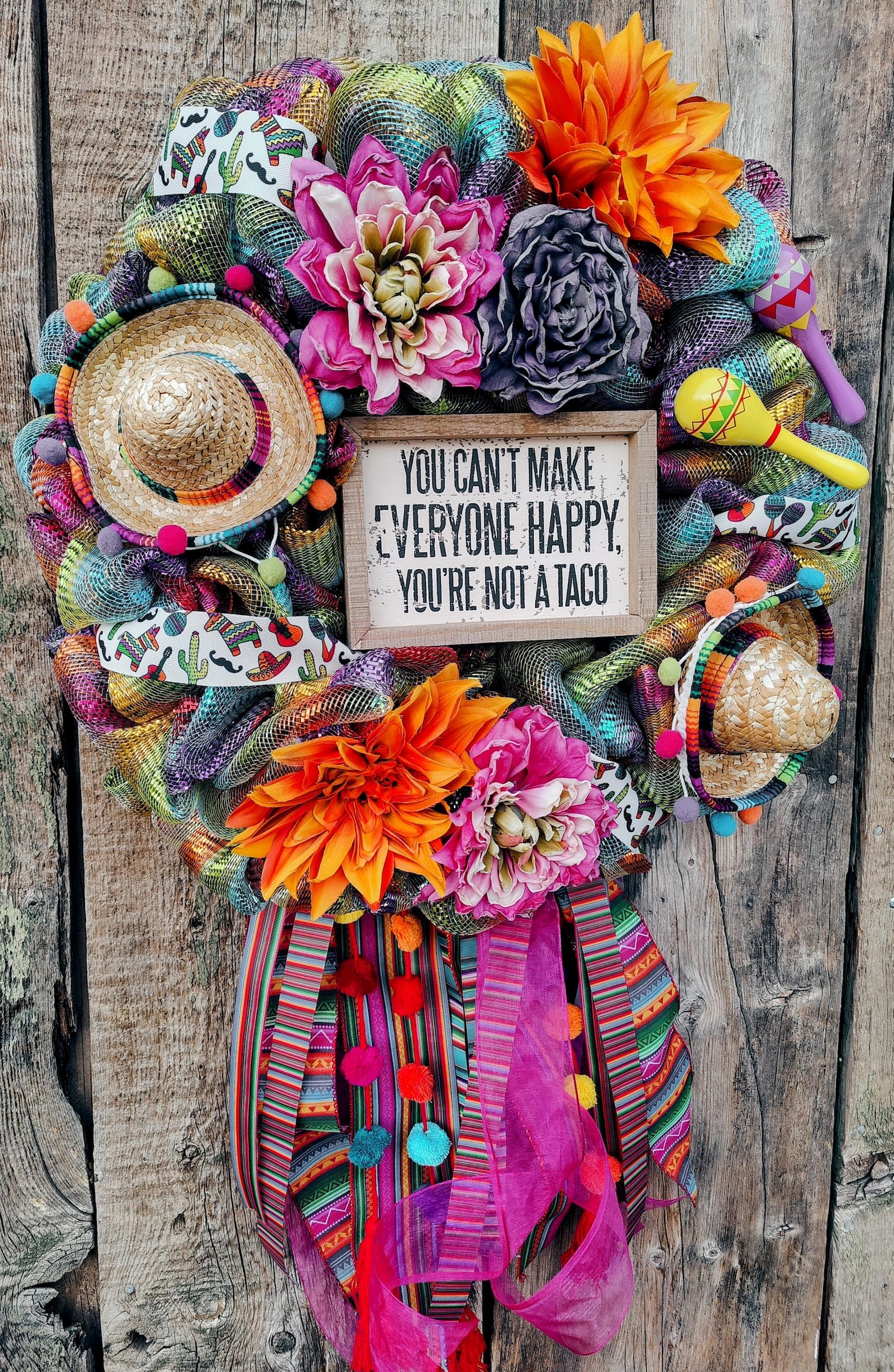 Bright, Festive Fiesta or Cinco De Mayo Front Door Wreath. Cinco De ...