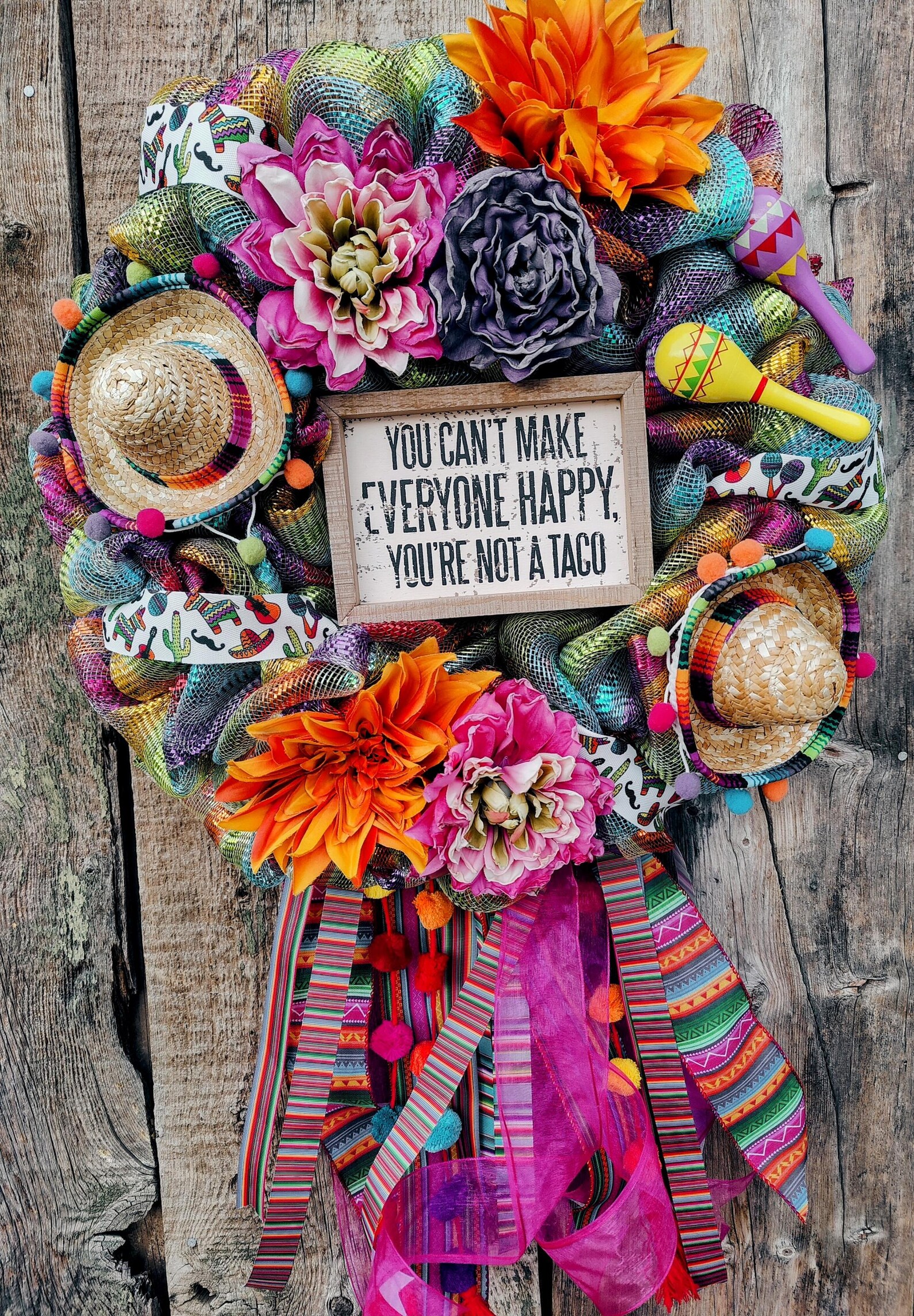 Bright, Festive Fiesta or Cinco De Mayo Front Door Wreath. Cinco De ...