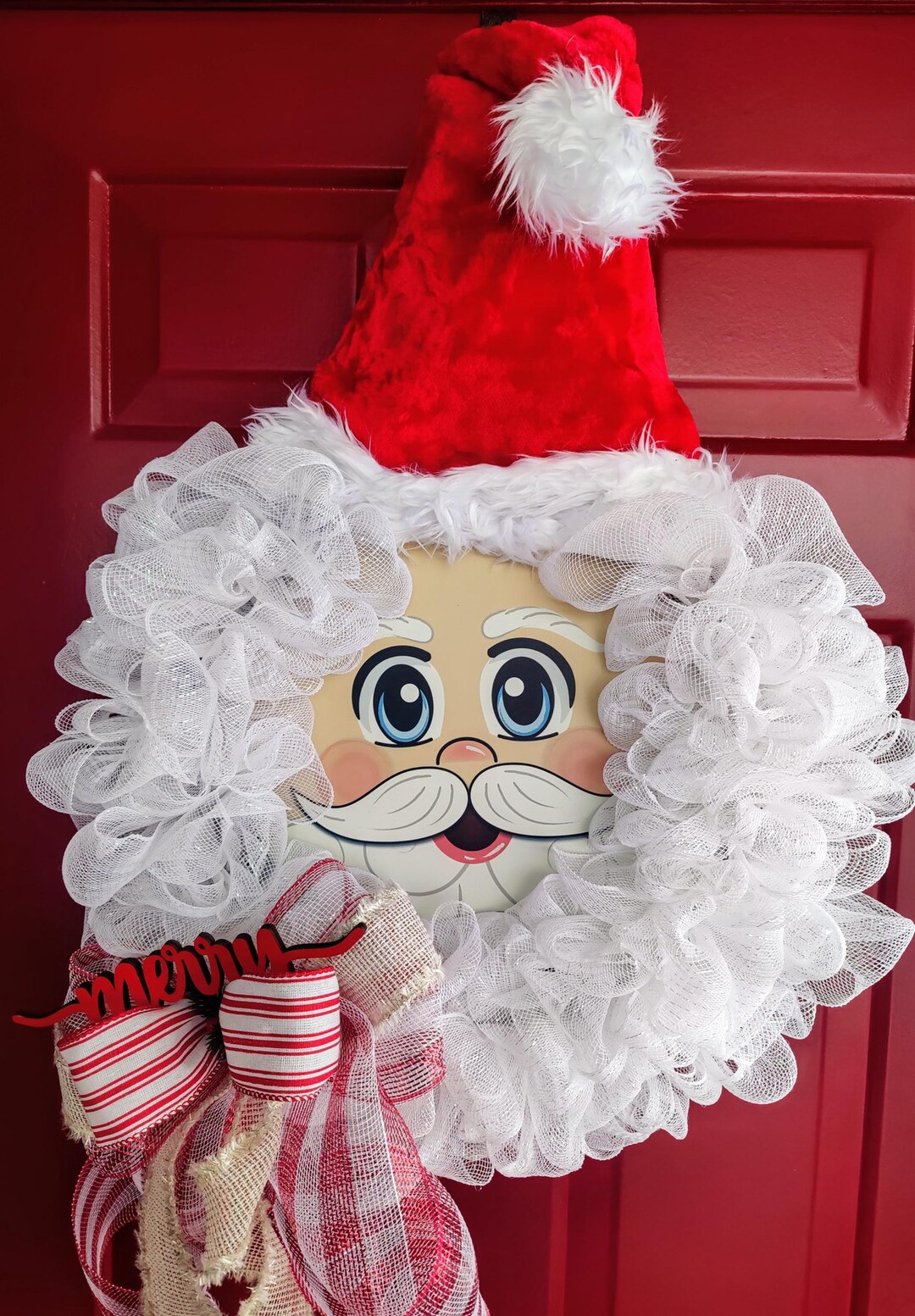 Santa Head Wreath for Christmas: Santa Decor. - Etsy