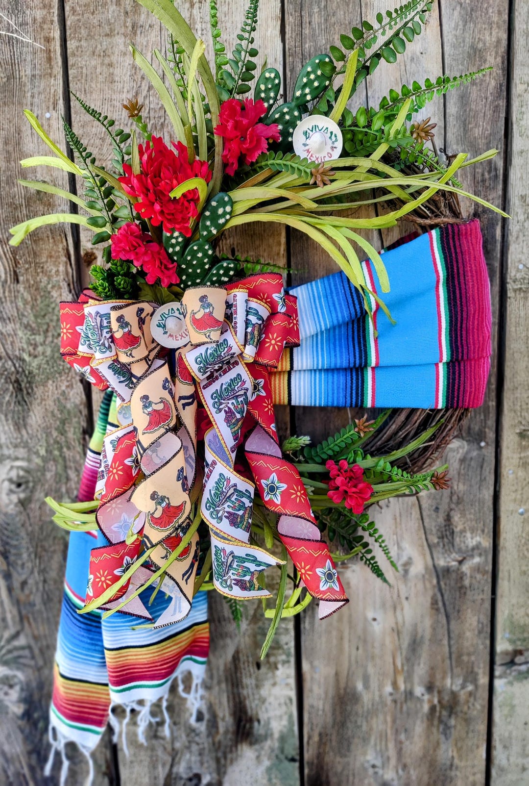 Traditional Mexican Front Door Wreath. Mexican Heritage Wreath. Cinco ...