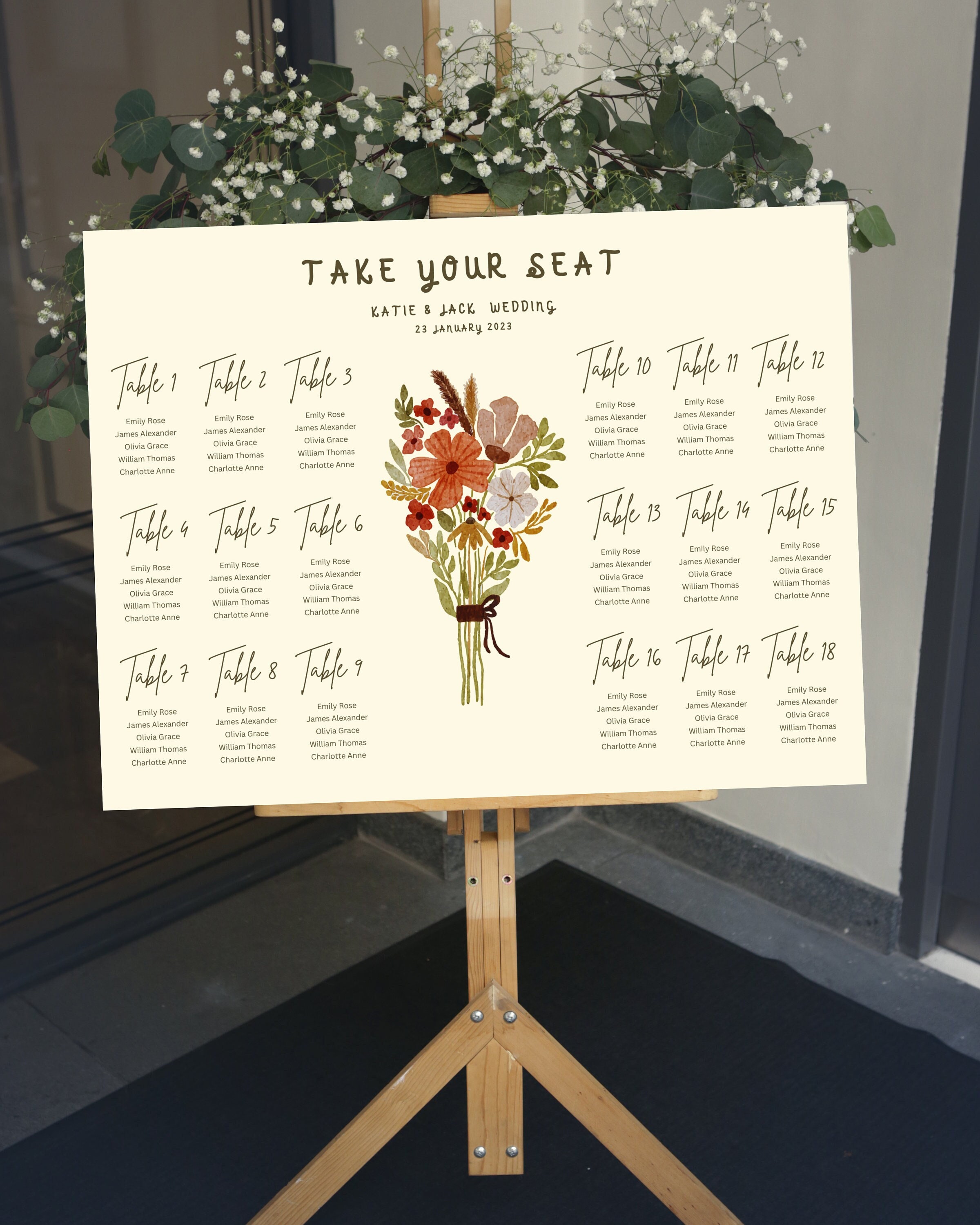 Wedding Seating Chart Template, Reception Seating Plan Design, Guest ...