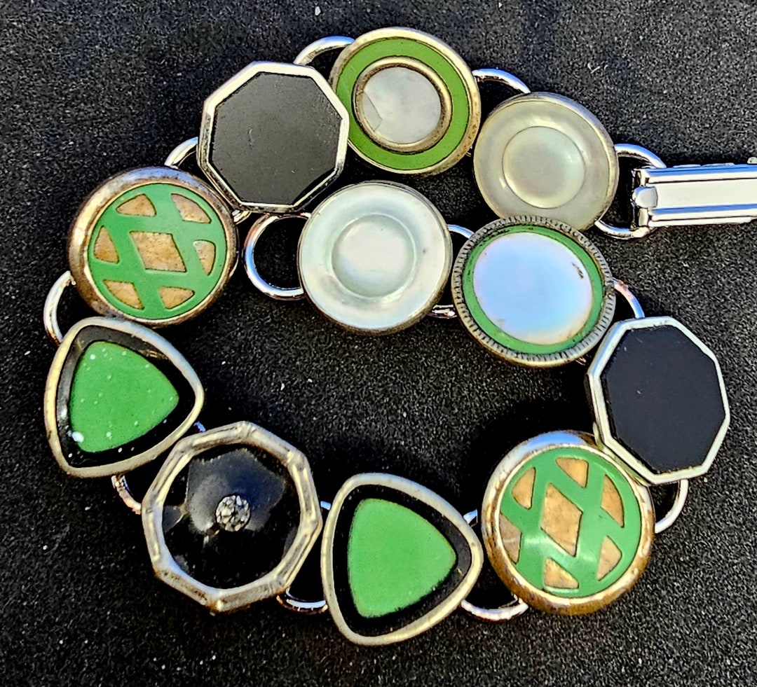 Art Deco Cufflink Bracelet : Shades of Brown Black and Copper - Etsy