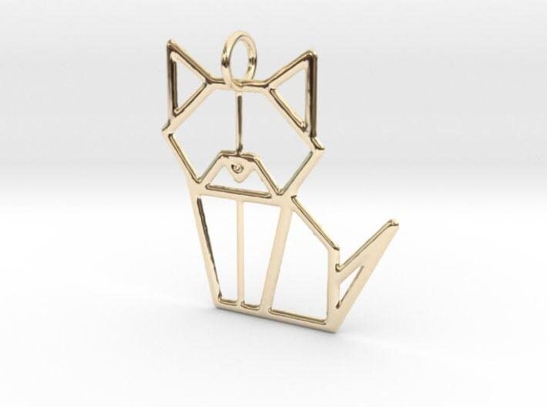 14k Gold Origami Necklace 14k Gold Cat Necklace Origami Jewelry Cat ...