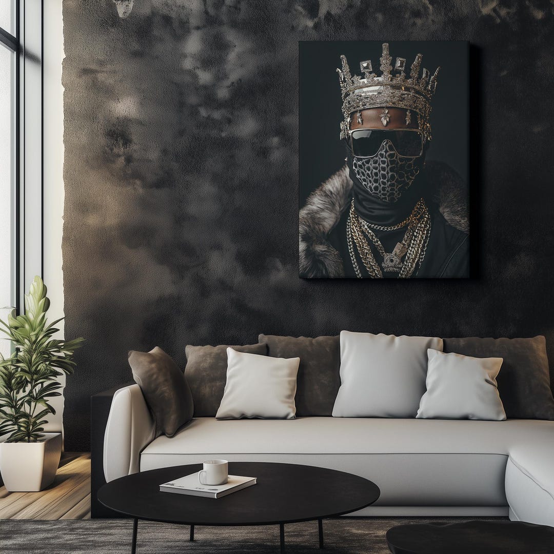 Gangster King Wall Art – Luxury Crown & Chains Poster, Street Royalty ...