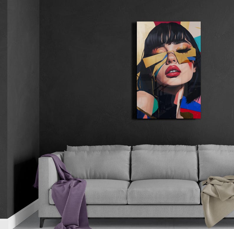 Abstract Woman Wall Art – Modern Pop Art Portrait With Gold Accents ...