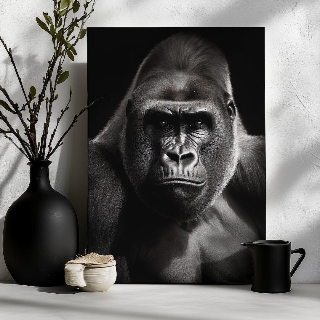 Canvas Art Gorilla Wall Art Gorilla Wall Print Gift for Animal Fan Wall ...