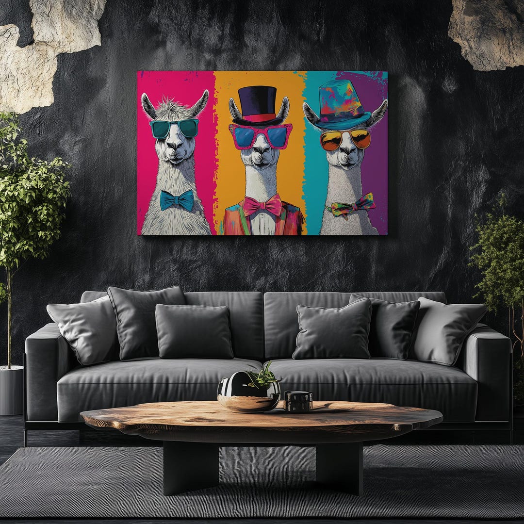 Funny Llama Canvas – Colorful Pop Art Wall Art, Cool Animal Poster With ...