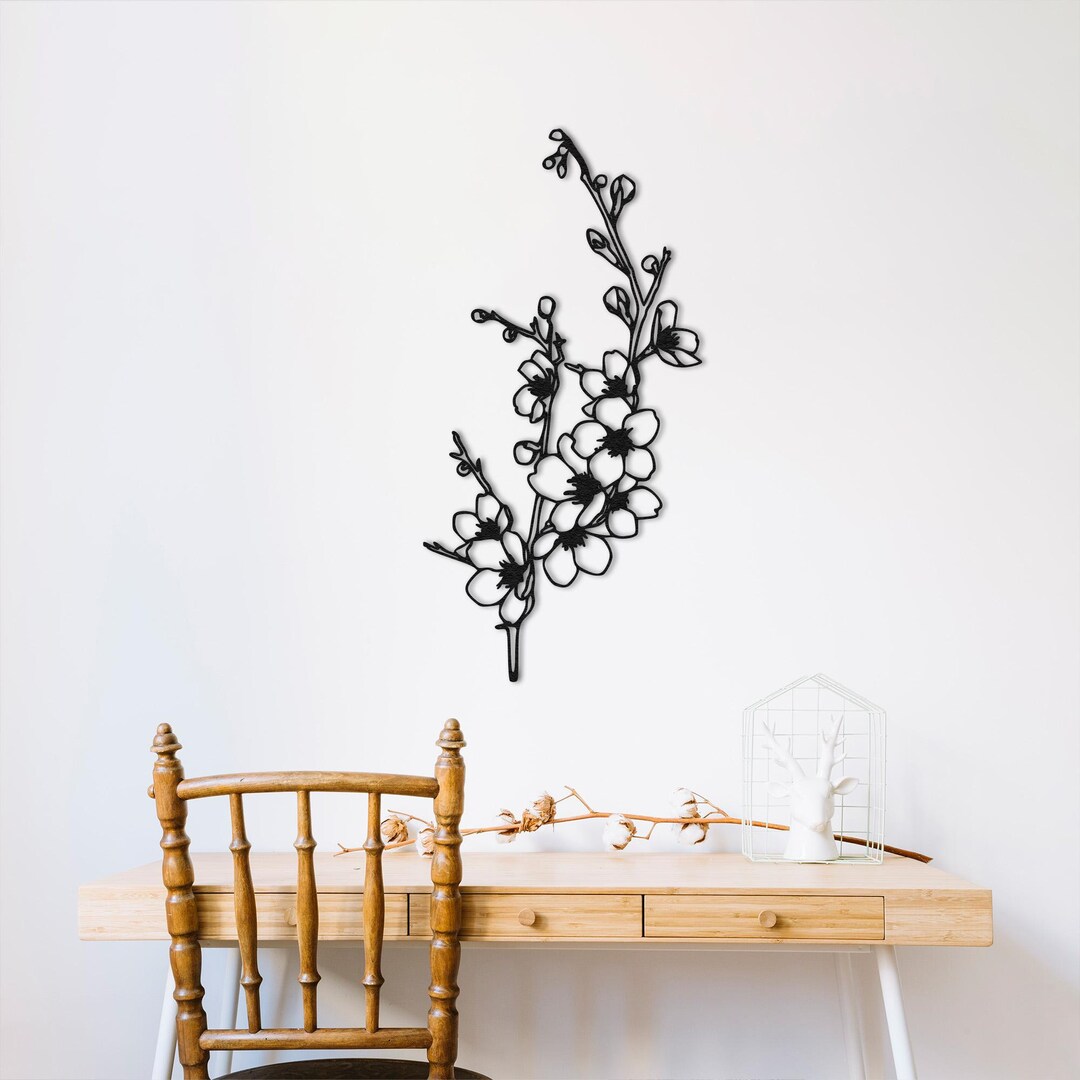 Cherry Blossom Metal Wall Decor, Japanese Cherry Blossom Metal Home Art ...