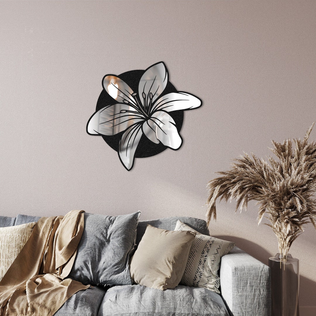 Lily Flower Metal Wall Art, Plexi Mirror Accent, Floral Decor - Etsy