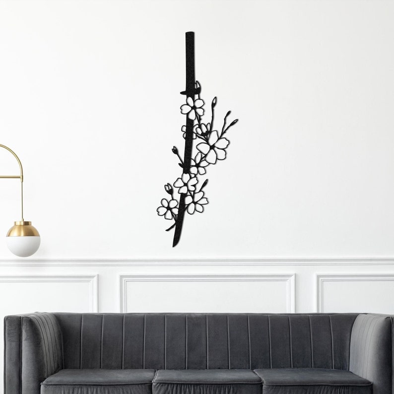 Samurai Sword & Cherry Blossom Metal Wall Art, Japanese Home Decor - Etsy