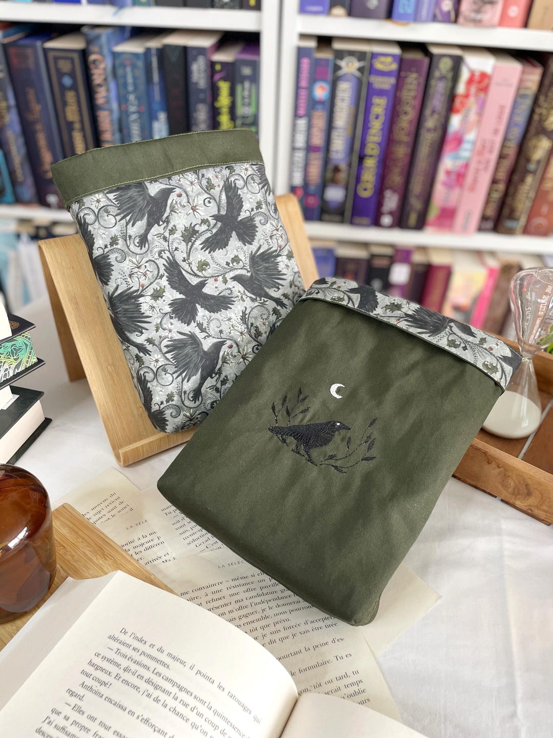 Large Reversible Fantasy Book Cover With Raven Motifs - Perfect for ...
