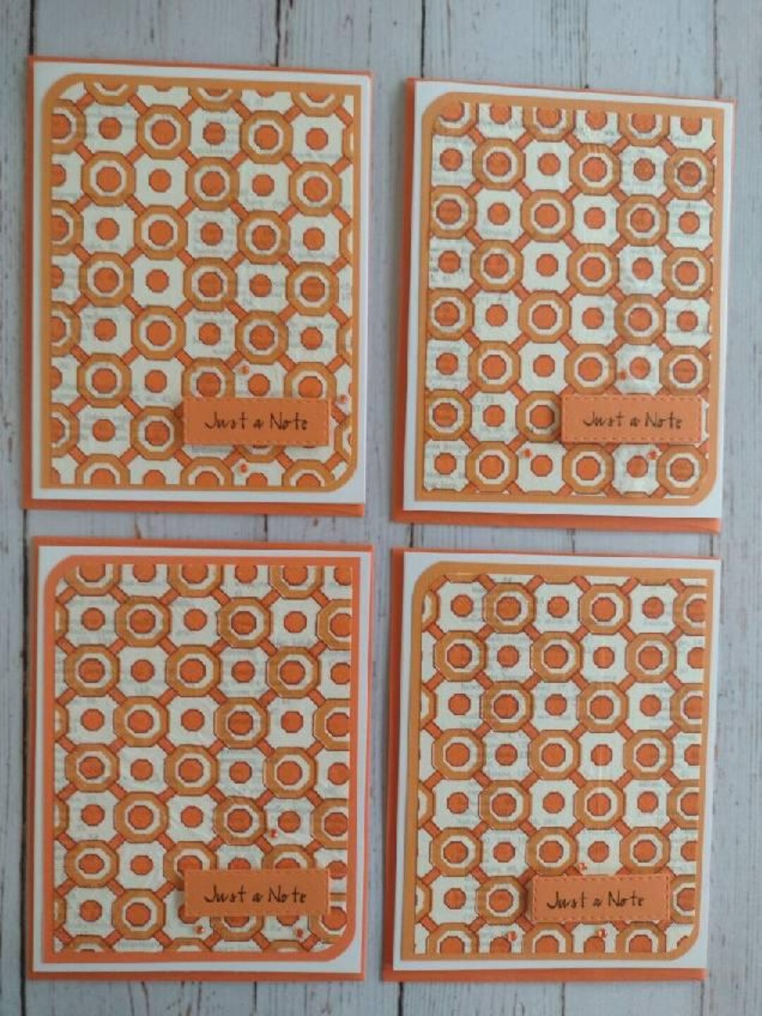 Four Handmade "just a Note" Greeting Cards. Blank on the Inside for You ...