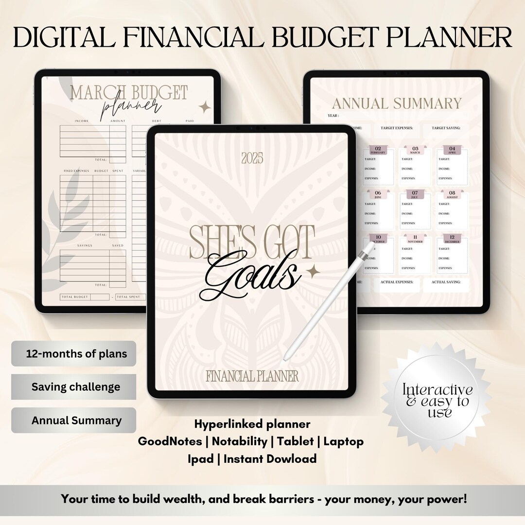 Printable 12 Month Budget Planner PDF | Digital Finance Planner ...