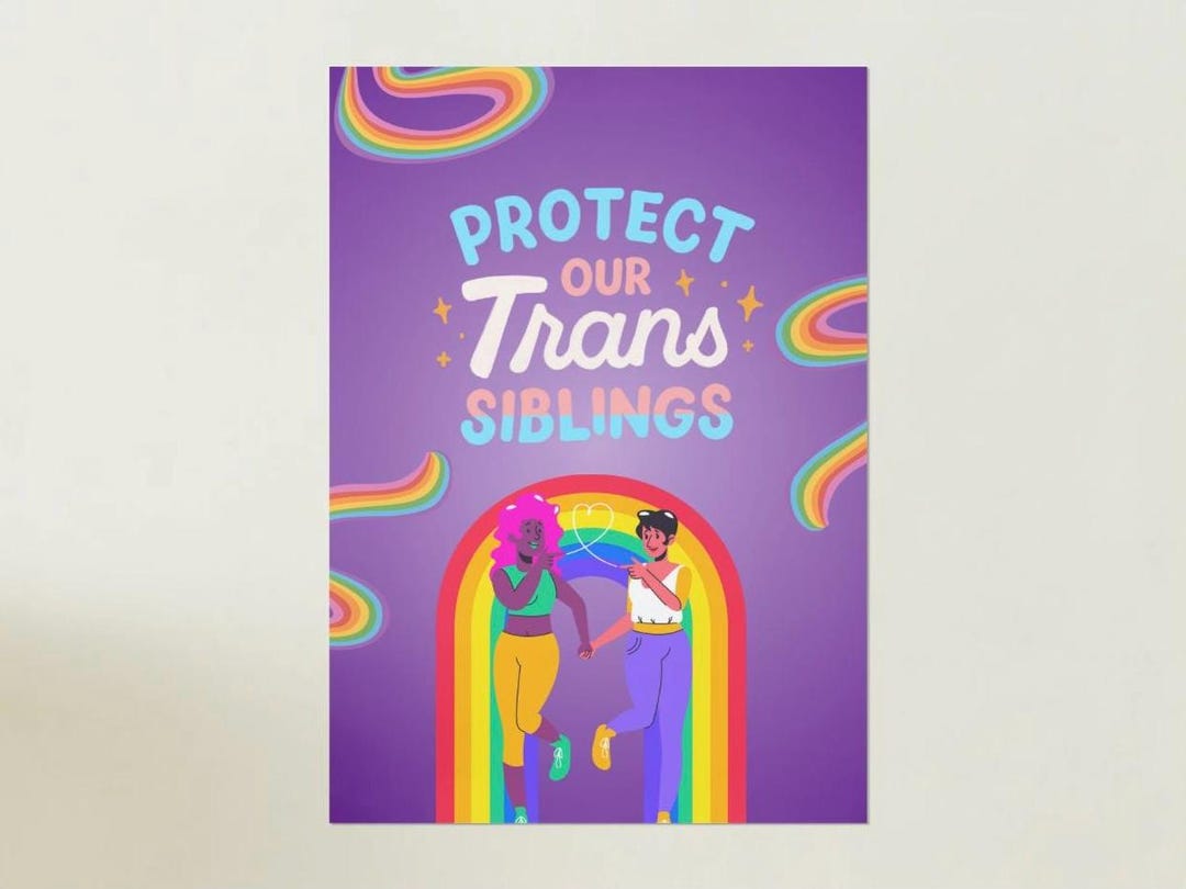 Support Our Trans Siblings Poster – Bright Purple LGBTQ+ Wall Art ...