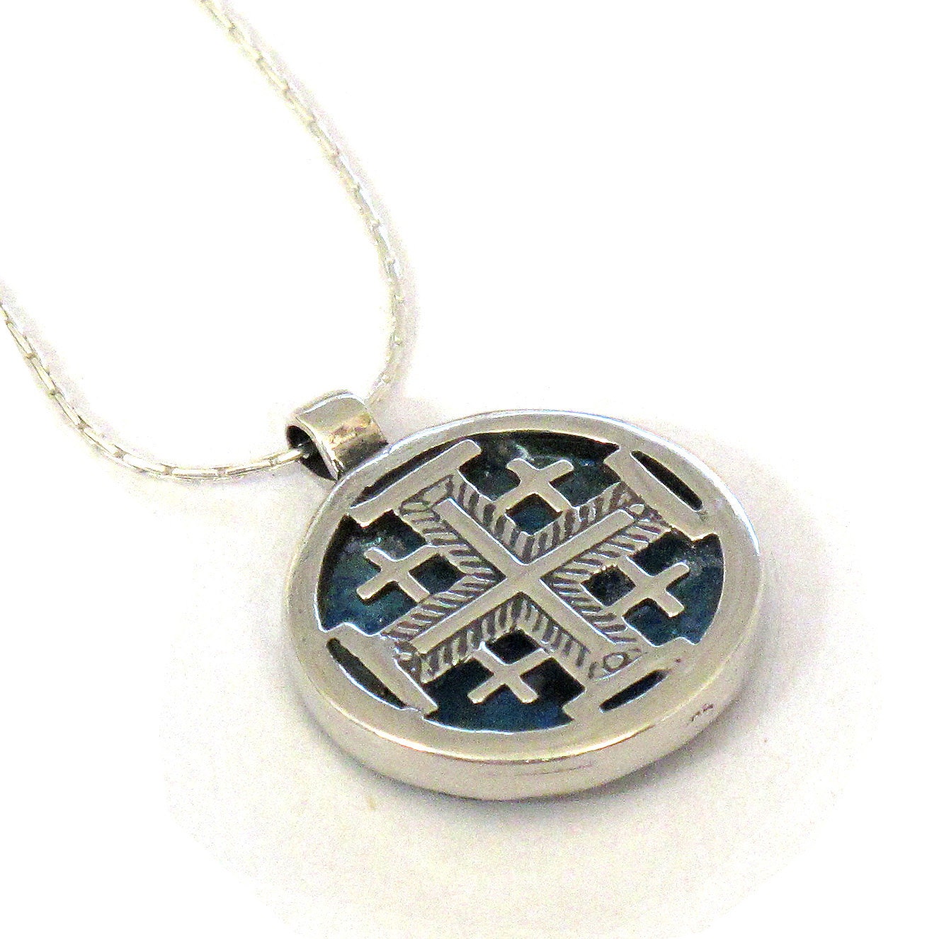 Large Jerusalem Cross Necklace Roman Glass Necklace Round | Etsy