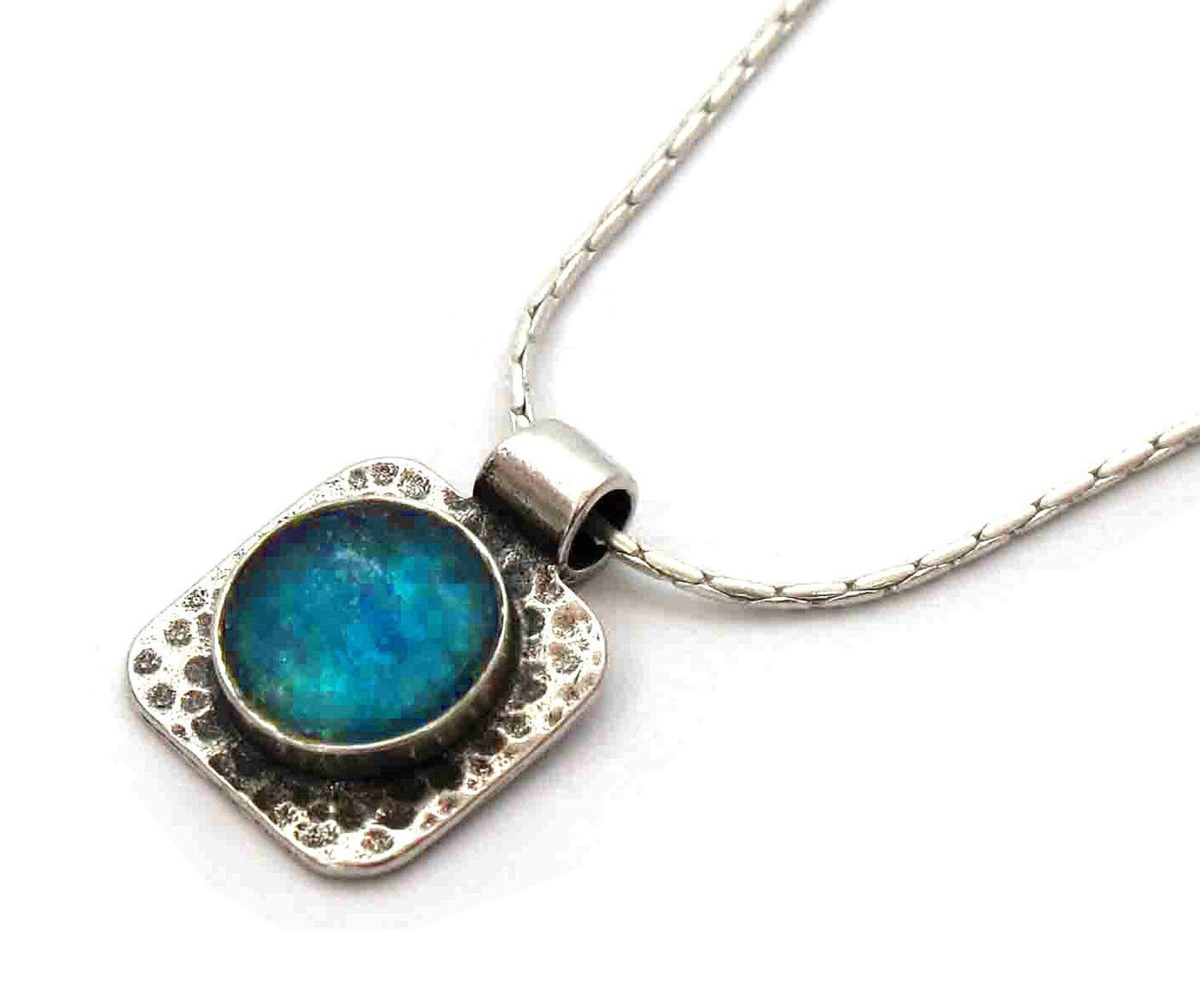 Ancient Roman Glass Sterling Silver Small Square Pendant - Etsy