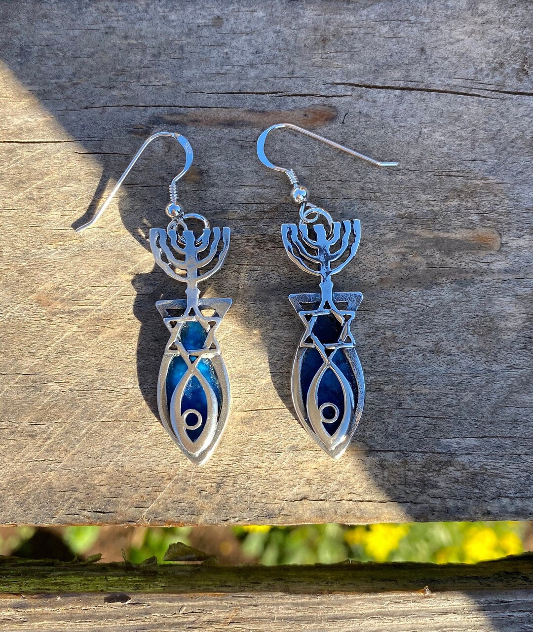 Ancient Roman Glass Grafted in Earrings, Messianic Seal of Jerusalem ...