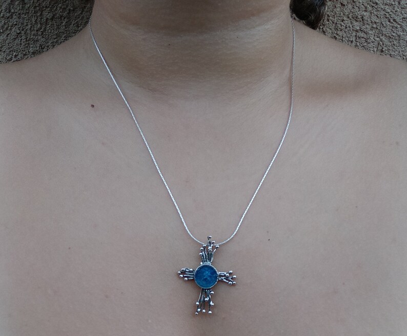 Roman Glass Magdala Sea of Galilee Cross Pendant Unique 925 - Etsy