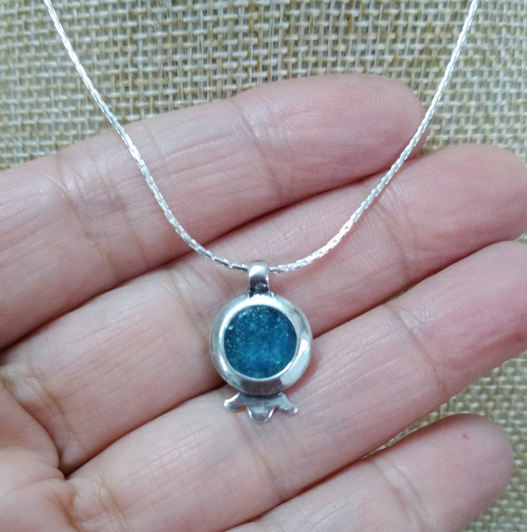 Ancient Roman Glass Pomegranate Pendant Silver Roman Glass Small ...
