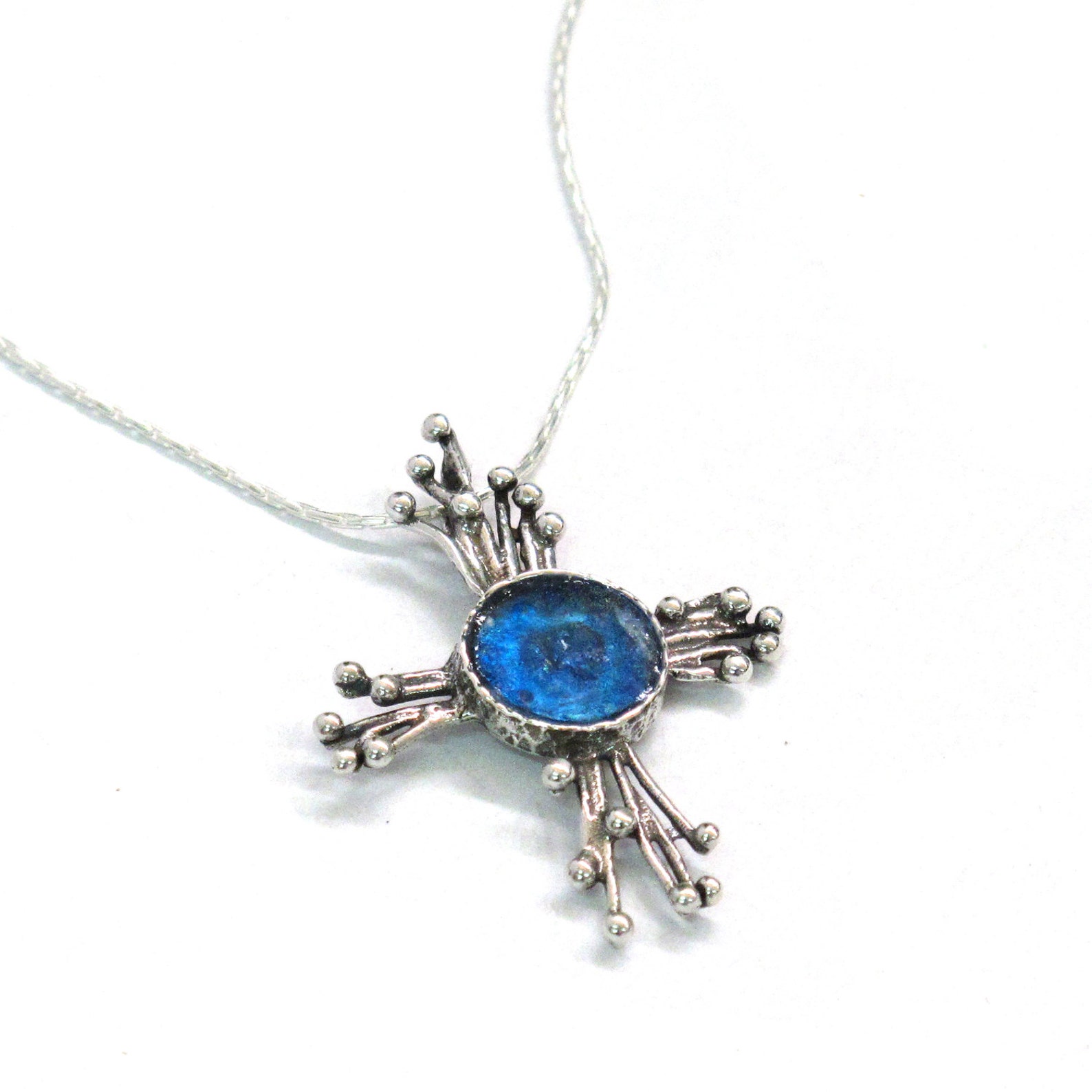 Roman Glass Magdala Sea of Galilee Cross Pendant Unique 925 - Etsy