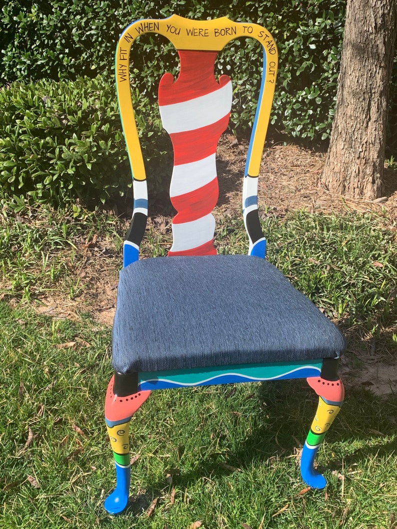 Seuss Inspired Chair Custom Hand Painted Chair Whimsical - Etsy
