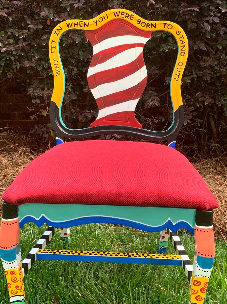 Seuss Inspired Chair, Custom Hand Painted Chair, Whimsical Chair ...