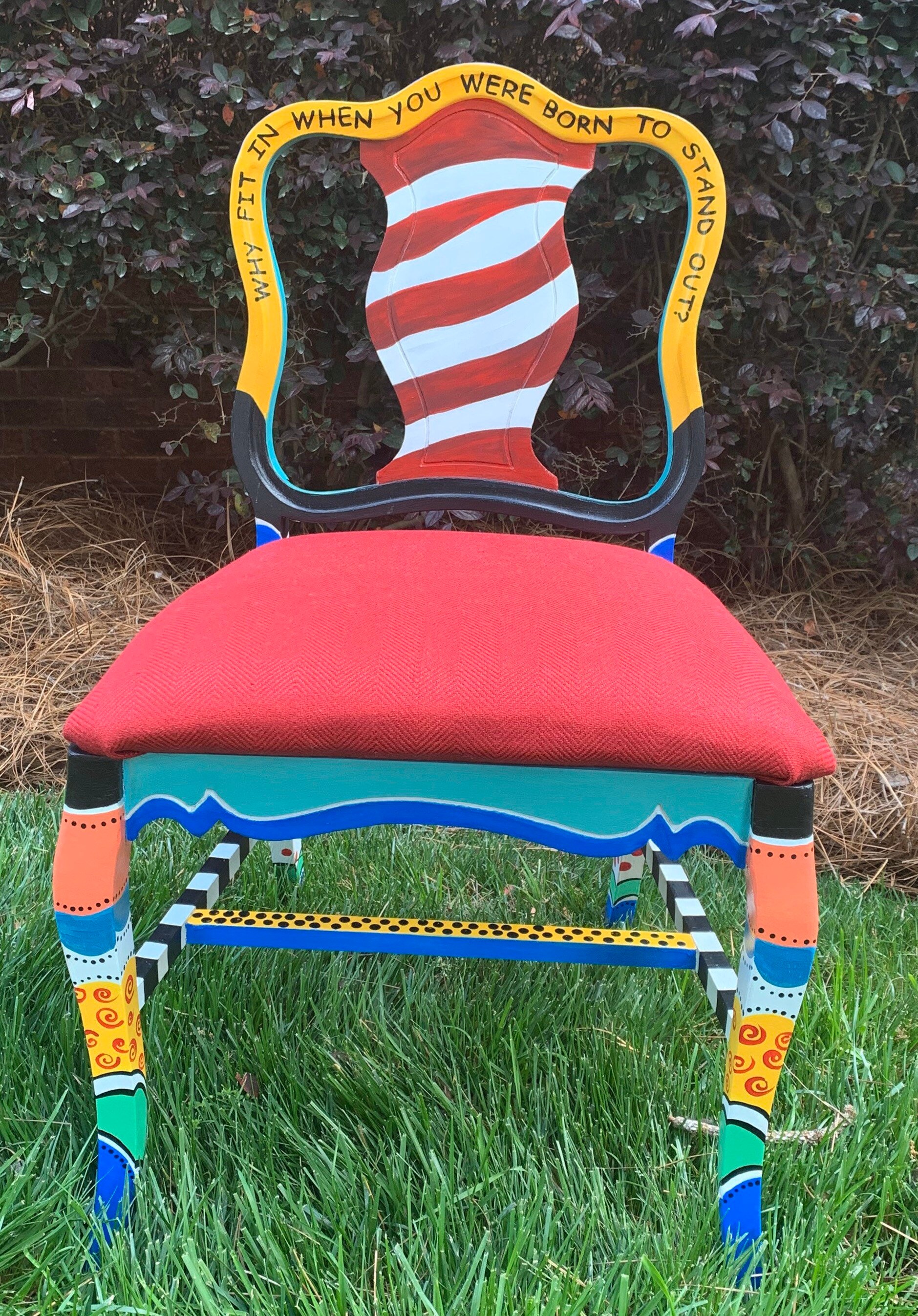 Seuss Inspired Chair, Custom Hand Painted Chair, Whimsical Chair ...