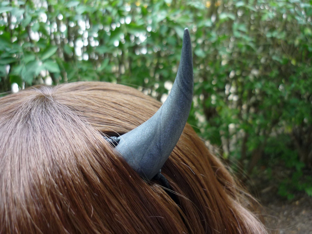 Shimmering Dark Silver Devil Horns Costume Accessory - Etsy