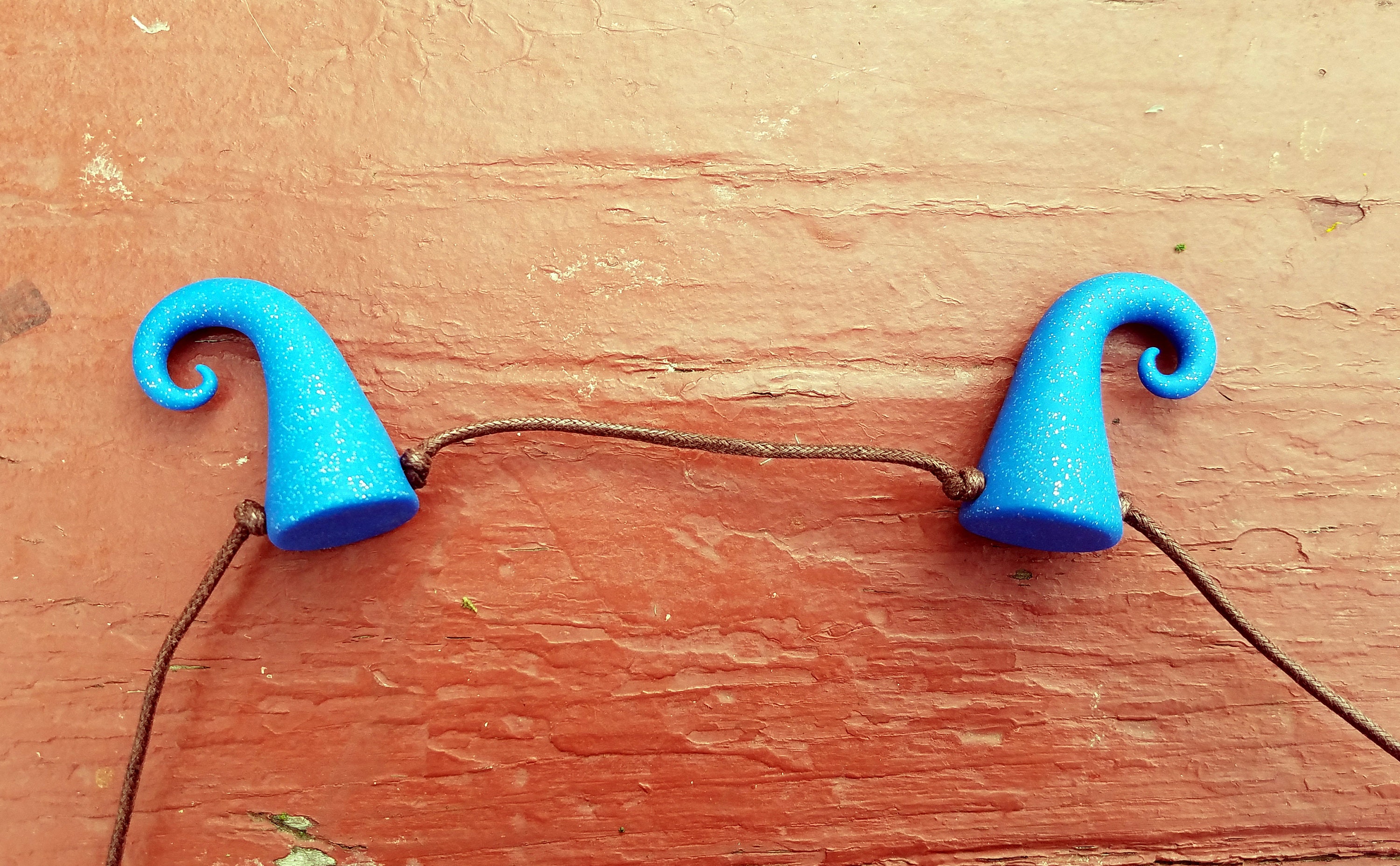 Blue Glitter Sad Jester Curly Devil Horns Costume Accessory | Etsy