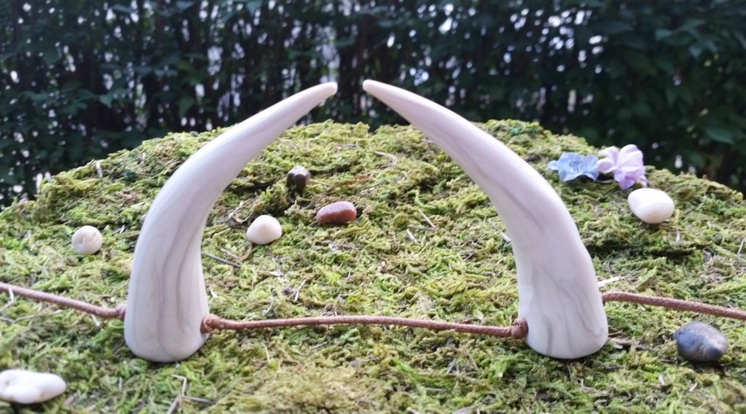Larger Shimmering Ivory Devil Horns Costume Accessory | Etsy