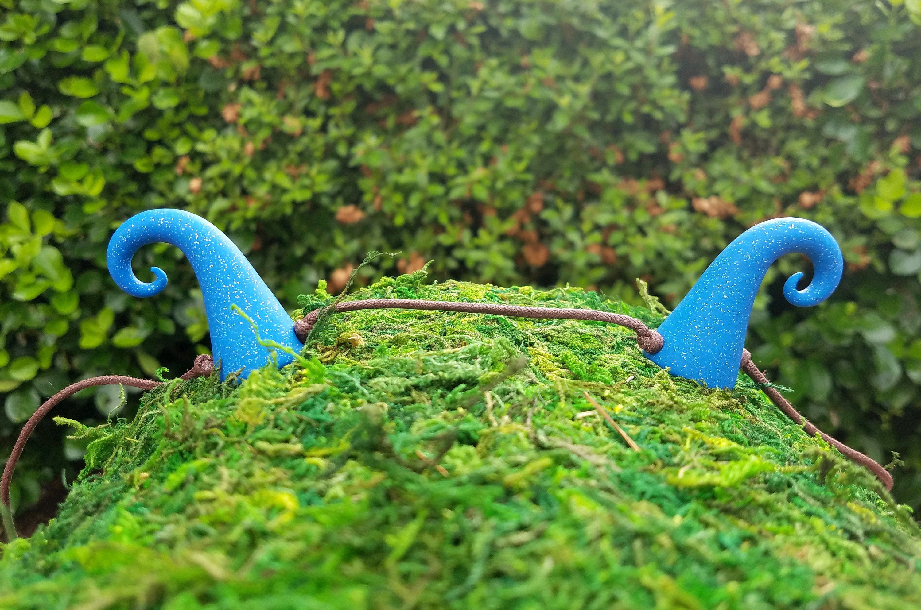 Blue Glitter Sad Jester Curly Devil Horns Costume Accessory | Etsy