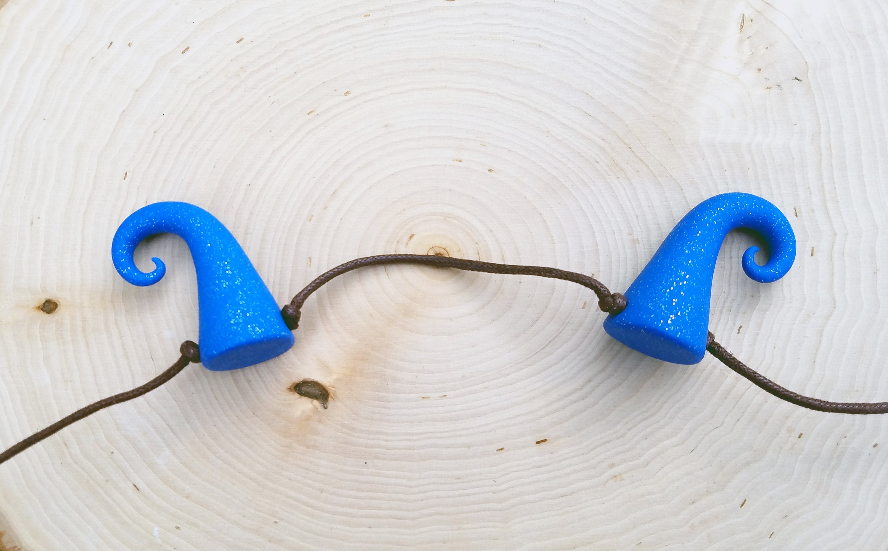 Blue Glitter Sad Jester Curly Devil Horns Costume Accessory - Etsy